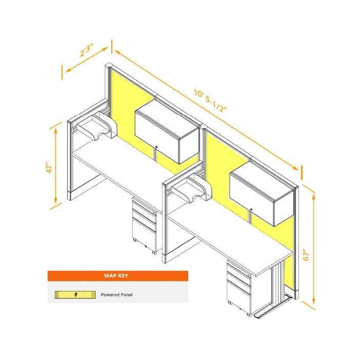 Office Cubicles Powered - Cubicle Desk Straight with Storage 2pack Powered